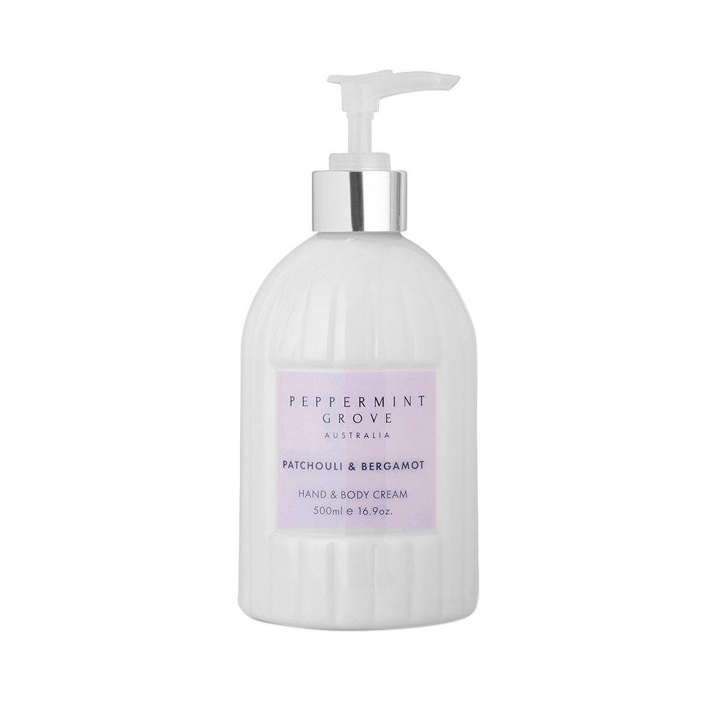 Patchouli & Bergamot Hand & Body Cream 500ml | Peppermint Grove